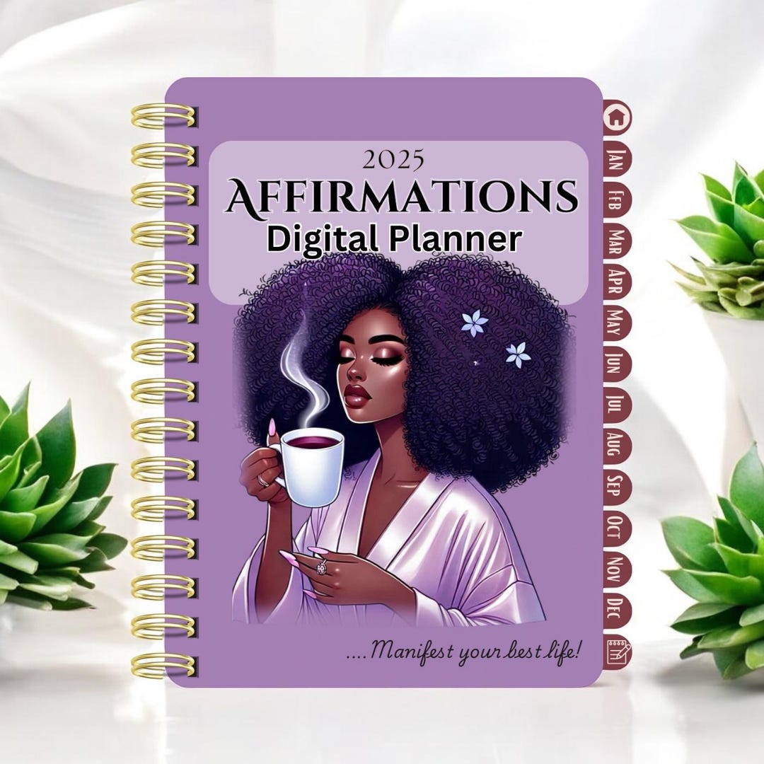 Digital Monthly Affirmation Planner 2025– Dated,purple, Beginner ...