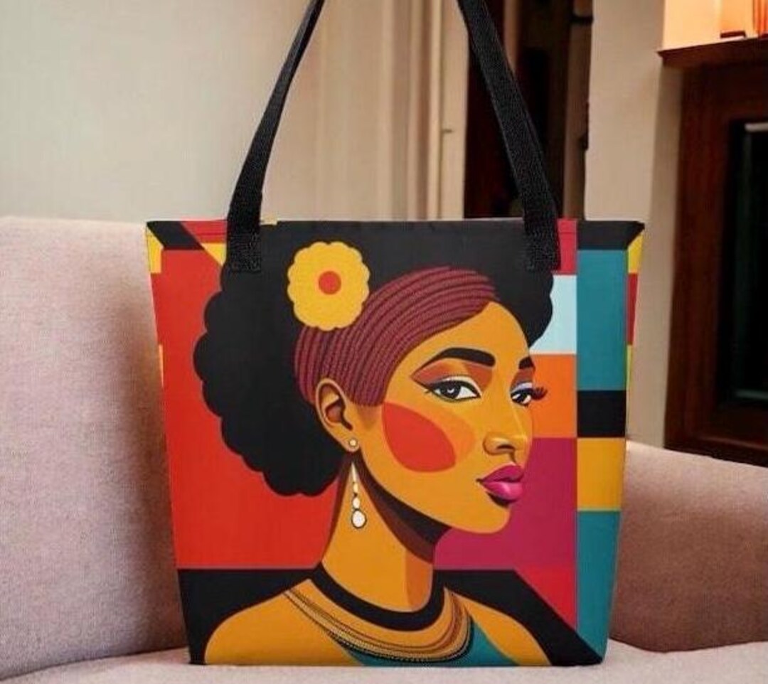 Vibrant Afro Chic Canvas Tote, Ethnic Fashion Bag, Afro Art Tote Bag ...