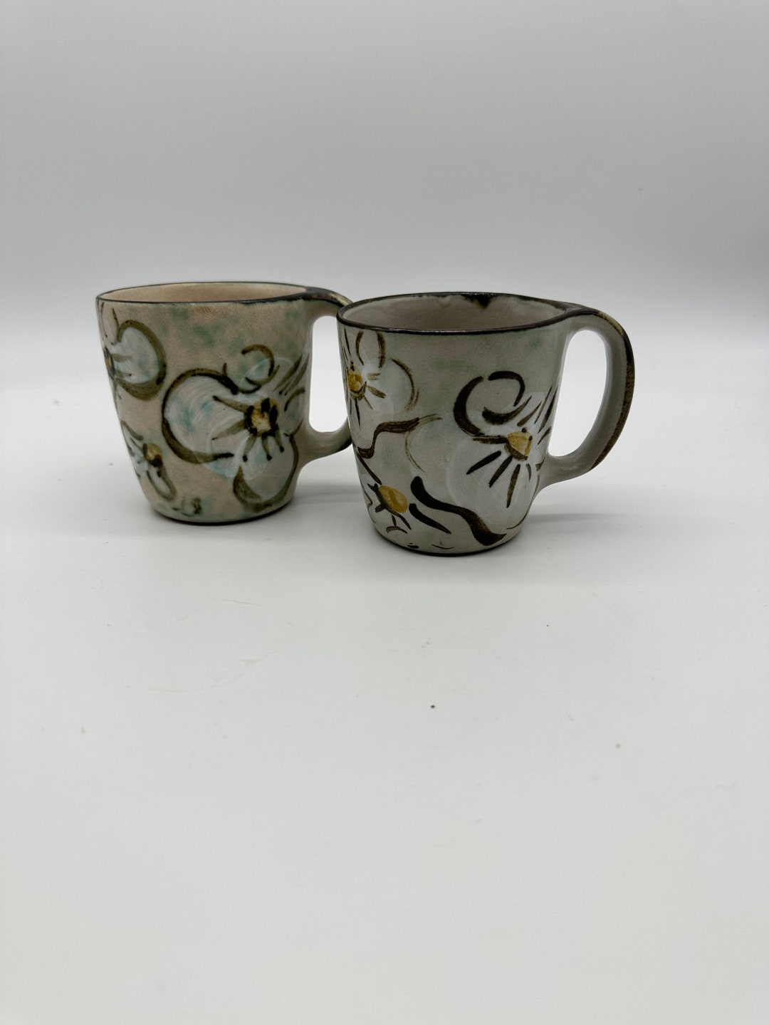 2 Vintage Chatham Pottery USA Coffee Cup Mug Dogwood White Flowers - Etsy