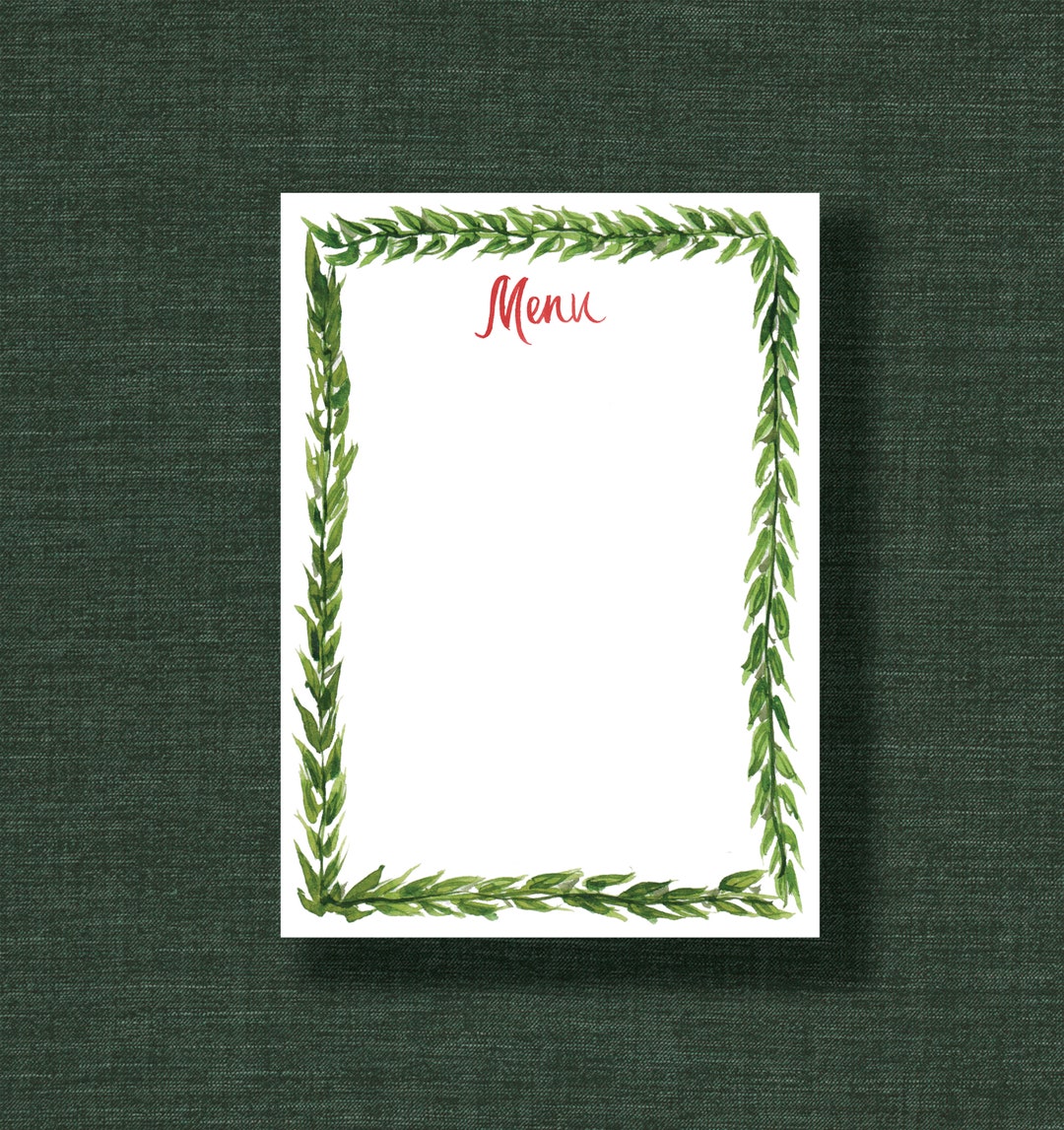 Green Christmas Vines Holiday Menus - Etsy