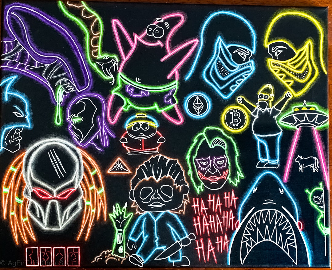 Glow Art on Black Canvas - Etsy