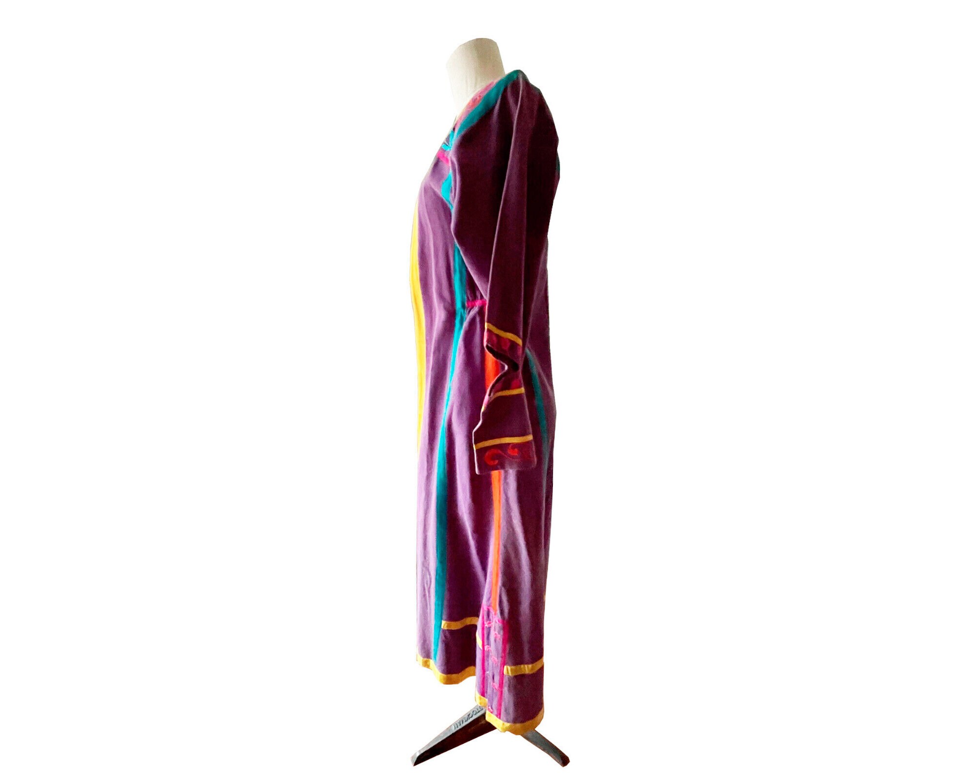 JOSEFA Mexico '70s Caftan Duster the Barefoot Eagle Purple Embroidered ...