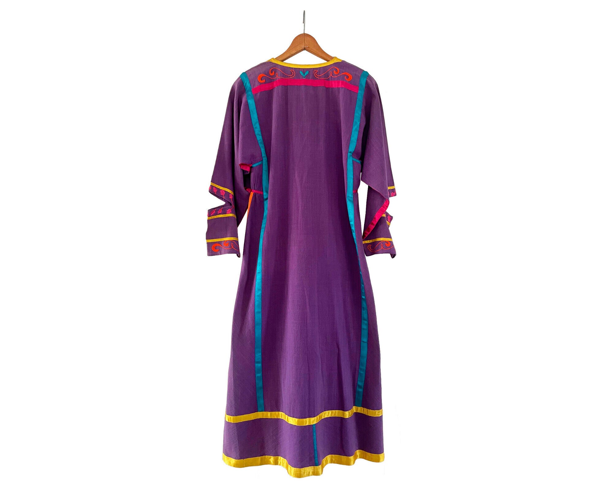 JOSEFA Mexico '70s Caftan Duster the Barefoot Eagle Purple Embroidered ...