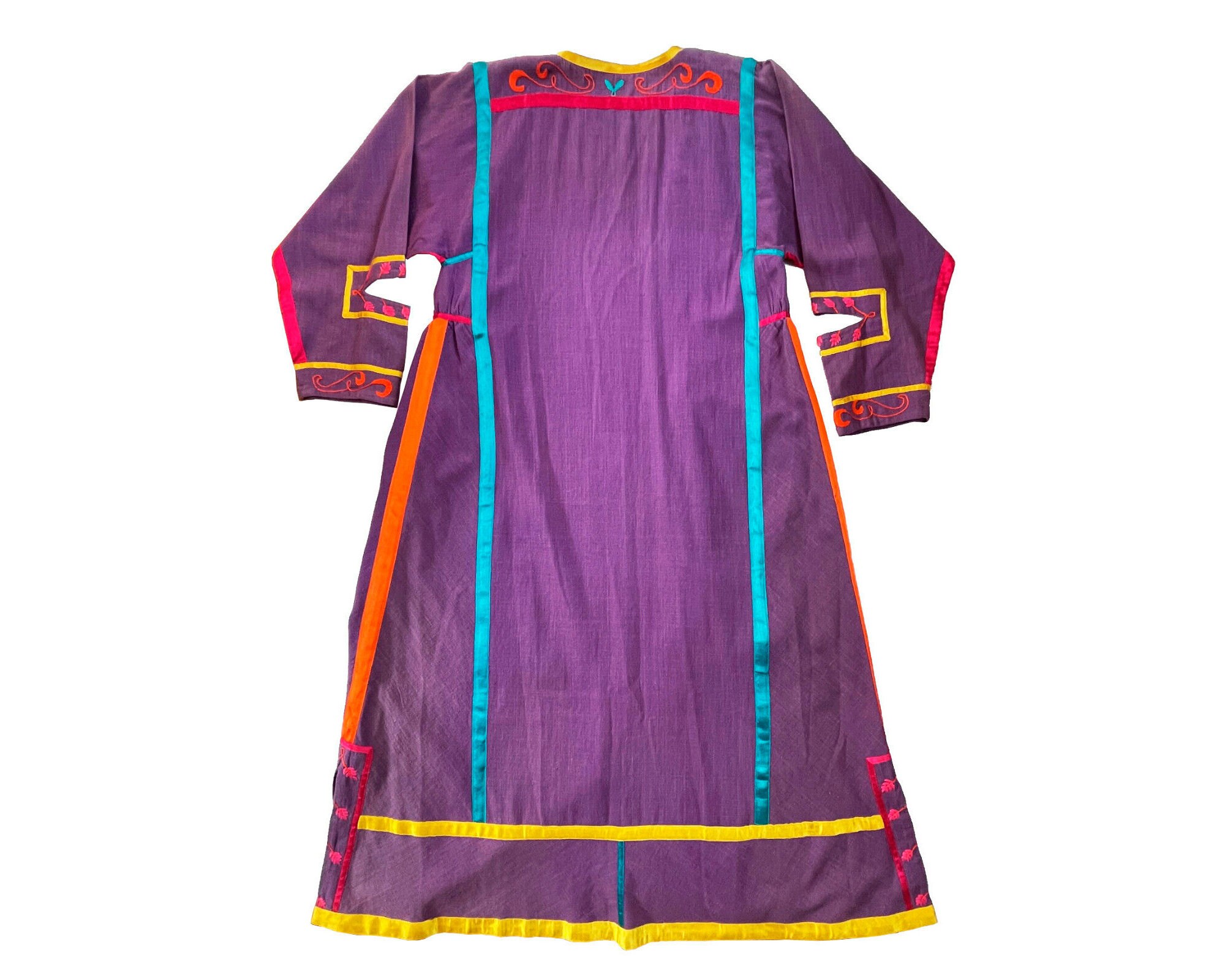 JOSEFA Mexico '70s Caftan Duster the Barefoot Eagle Purple Embroidered ...