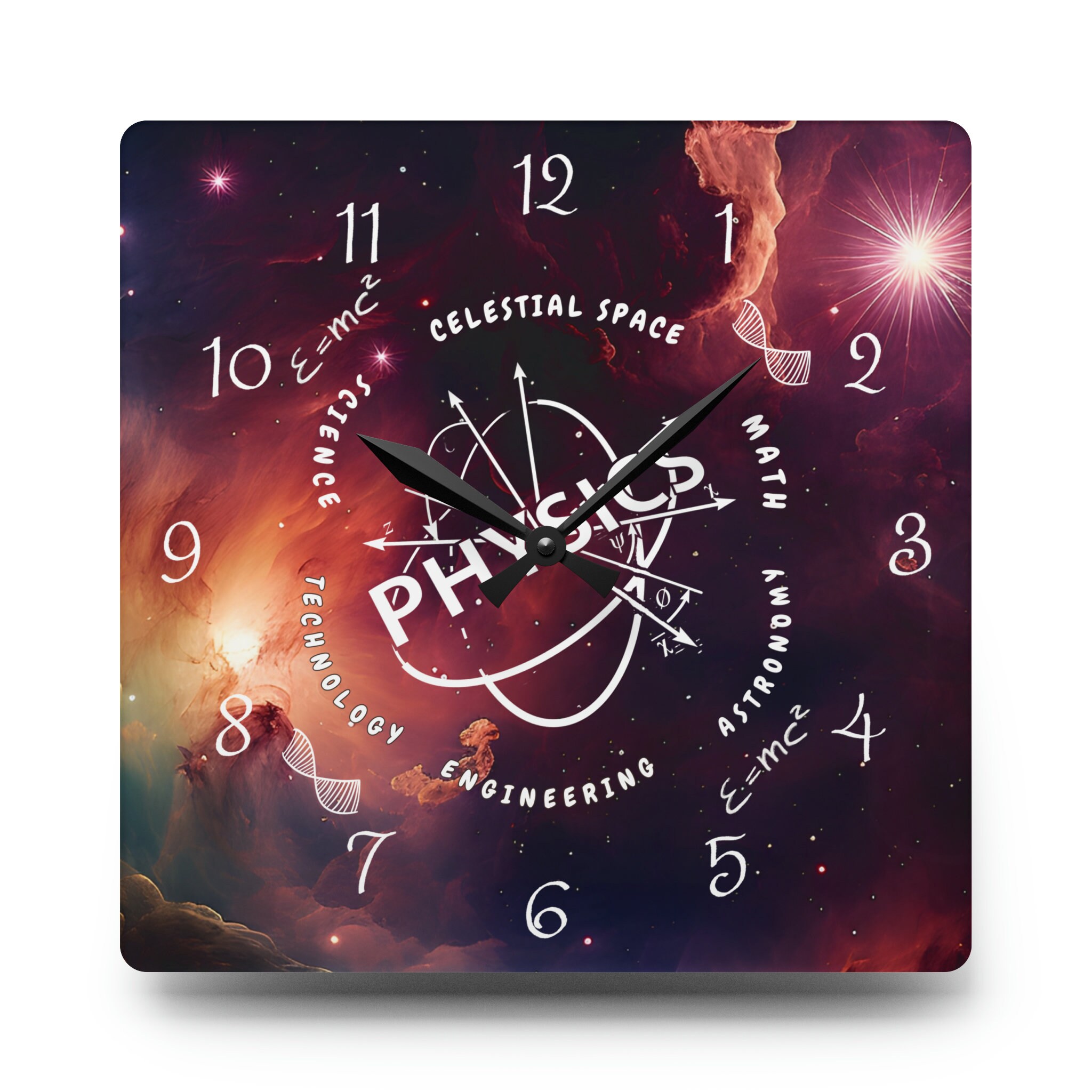 STEM Physics Wall Clock 8 Round AND 10.75 Round and Square, Science ...