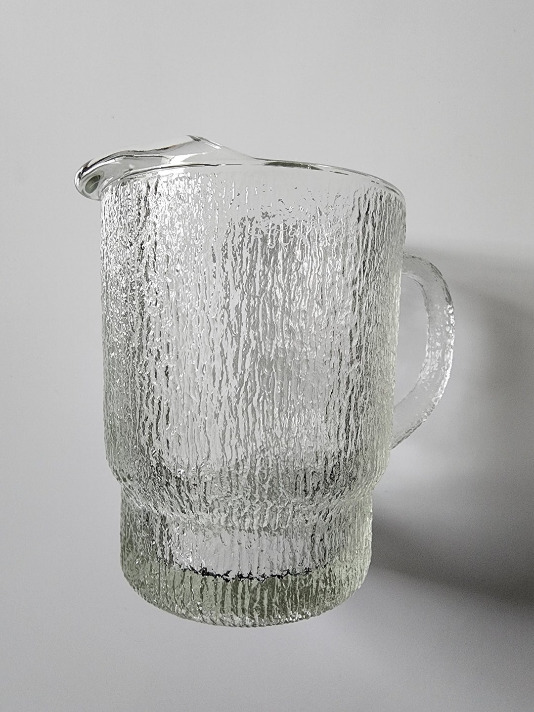 Large Brutalist Glass Pitcher, Frosted Glass Pitcher - Etsy