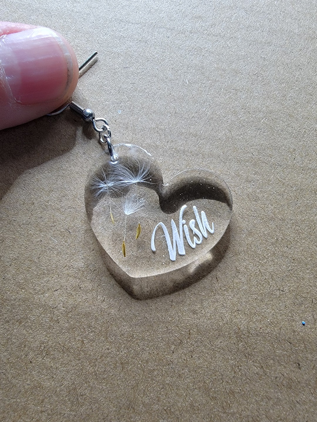Heart Shaped Acrylic Dandelion Wisp Earrings - Etsy