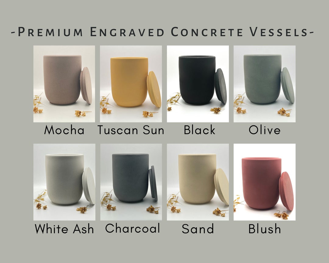 Engraved Personalized Large Hand-made Cement Jar 15 Oz Custom Concrete ...