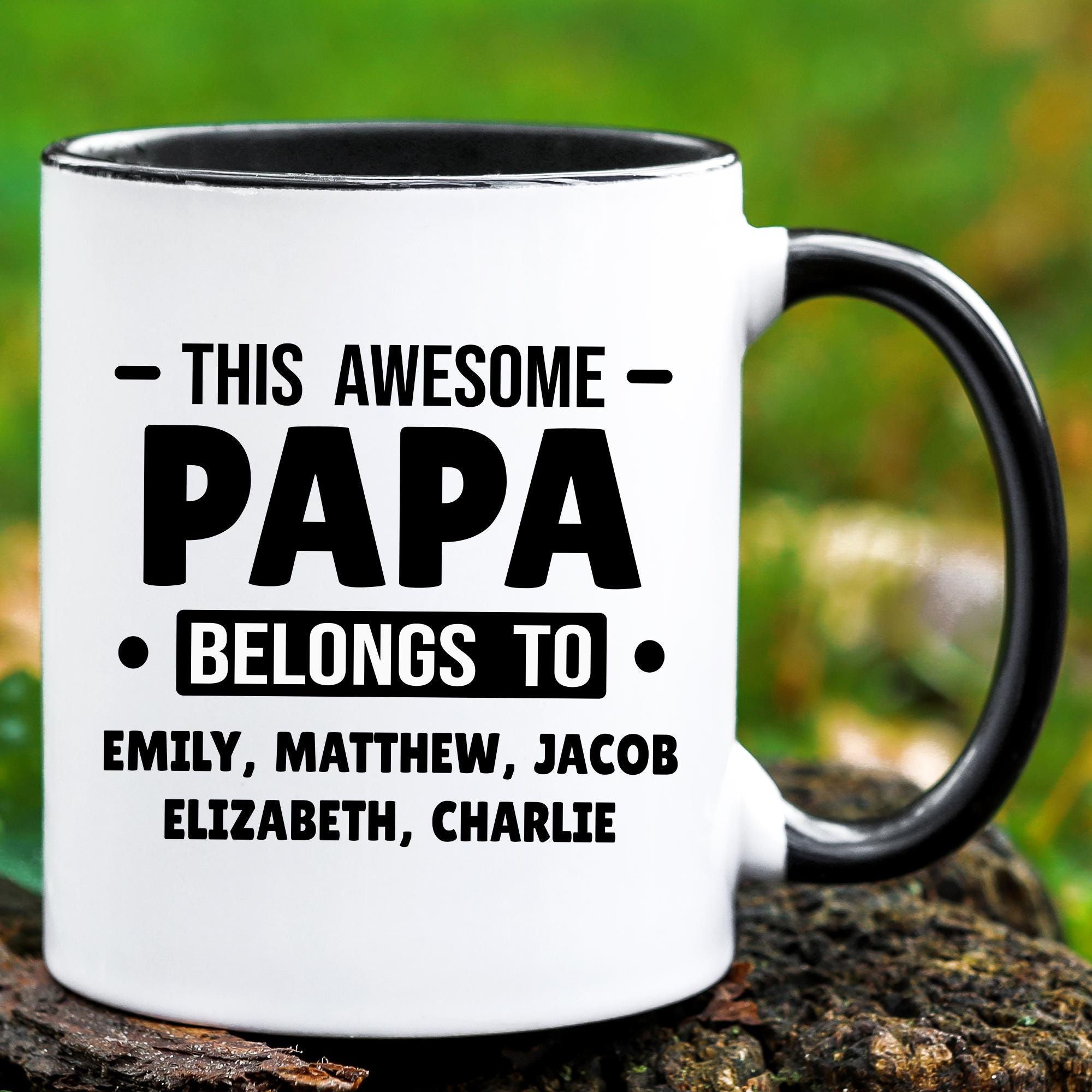 Personalized Papa Mug, Custom Papa Mug With Kids Name, Father's Day Mug ...