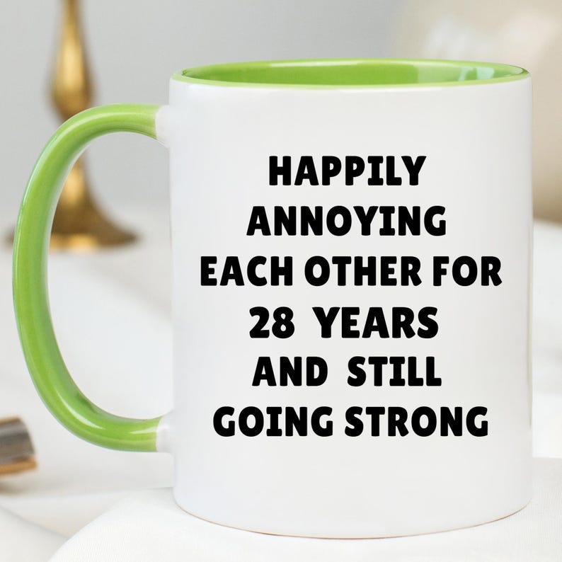 28th Anniversary Gift, 28th Wedding Anniversary Mug, 28th Anniversary ...