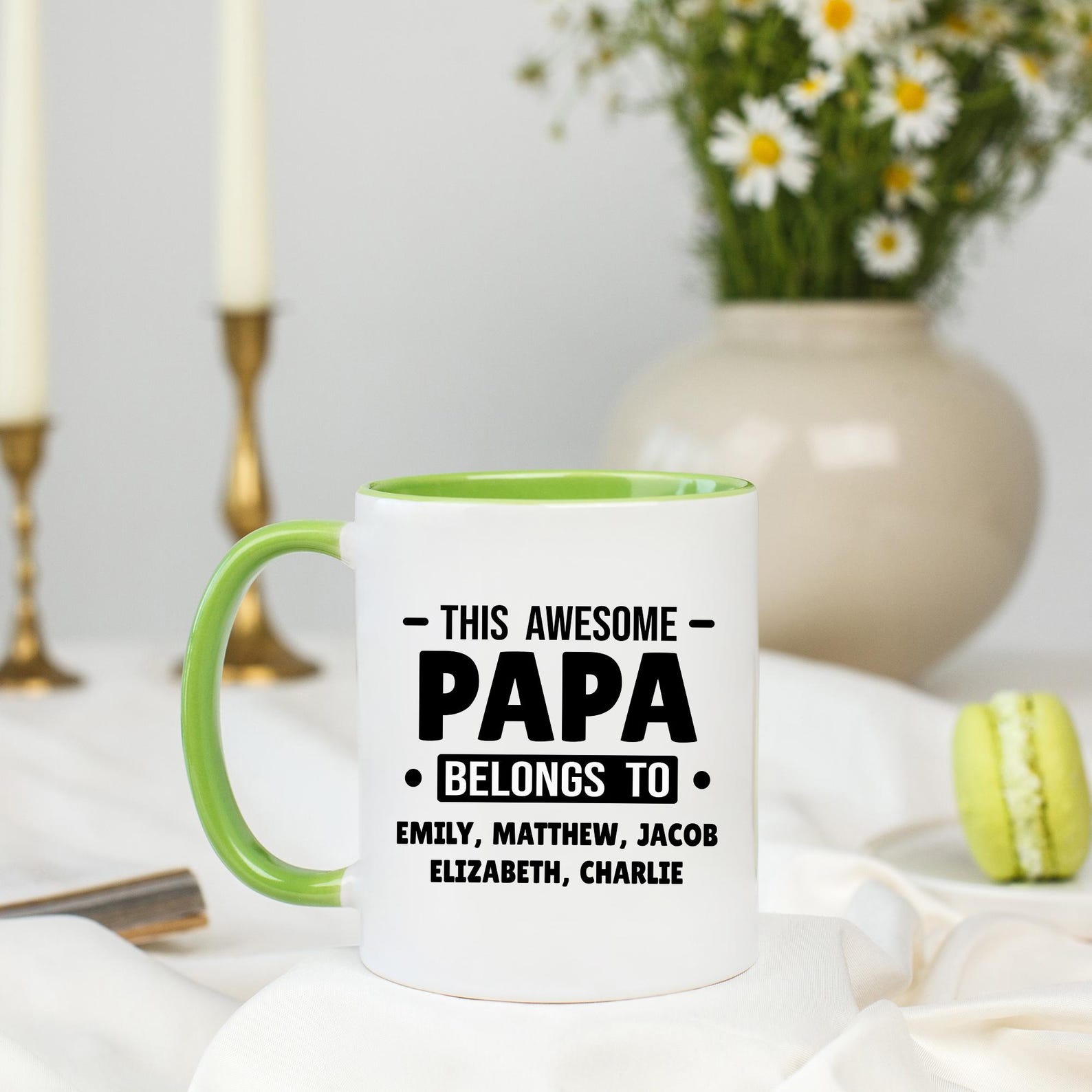 Personalized Papa Mug, Custom Papa Mug With Kids Name, Father's Day Mug ...