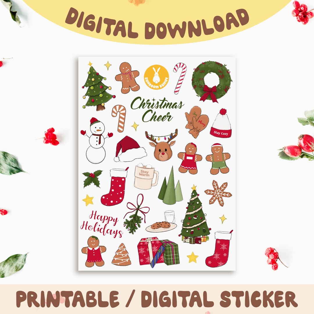 Digital Download | Printable Stickers | Christmas Cheer Sticker Sheet ...