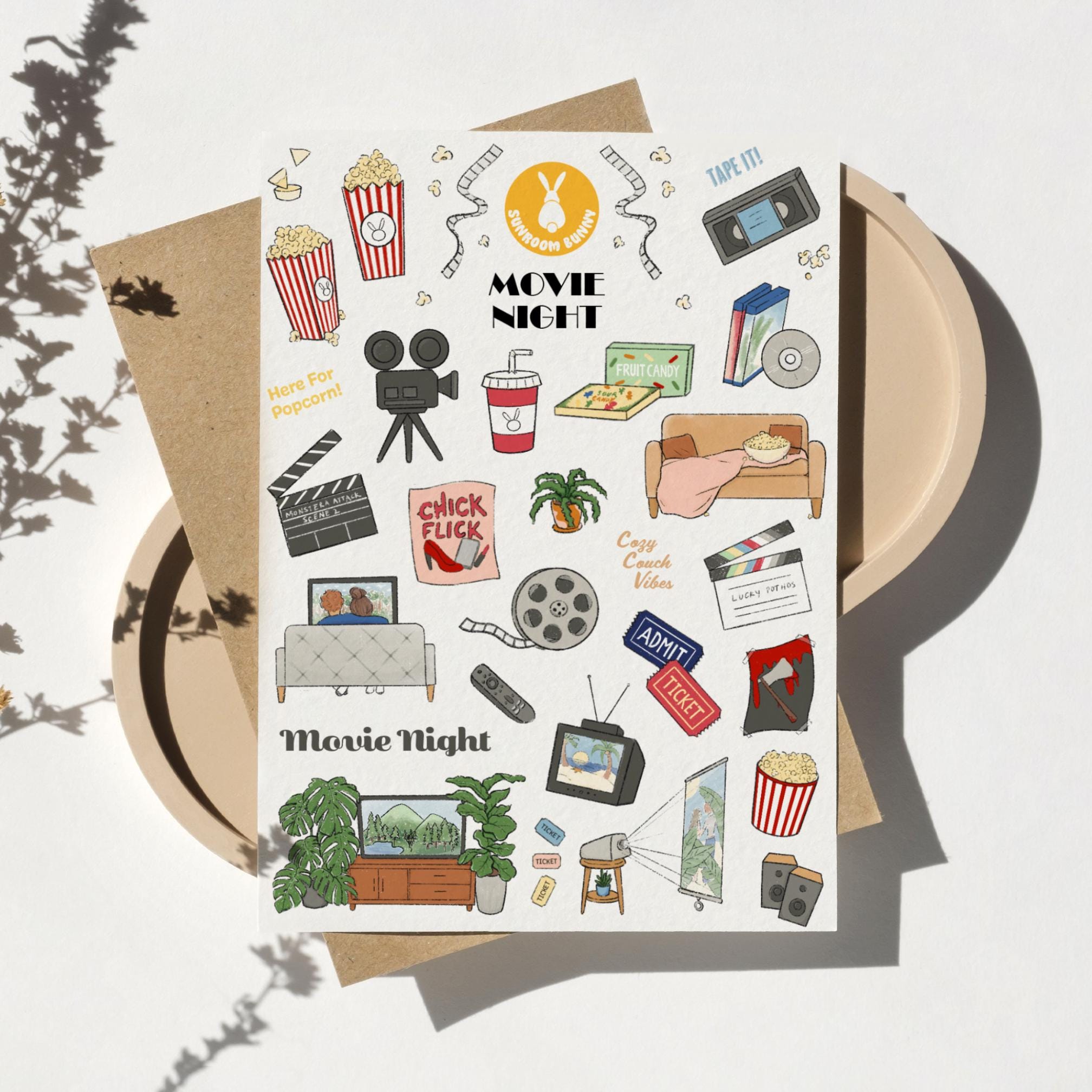 Digital Download | Printable Stickers | Movie Time Cinema Sticker Sheet ...