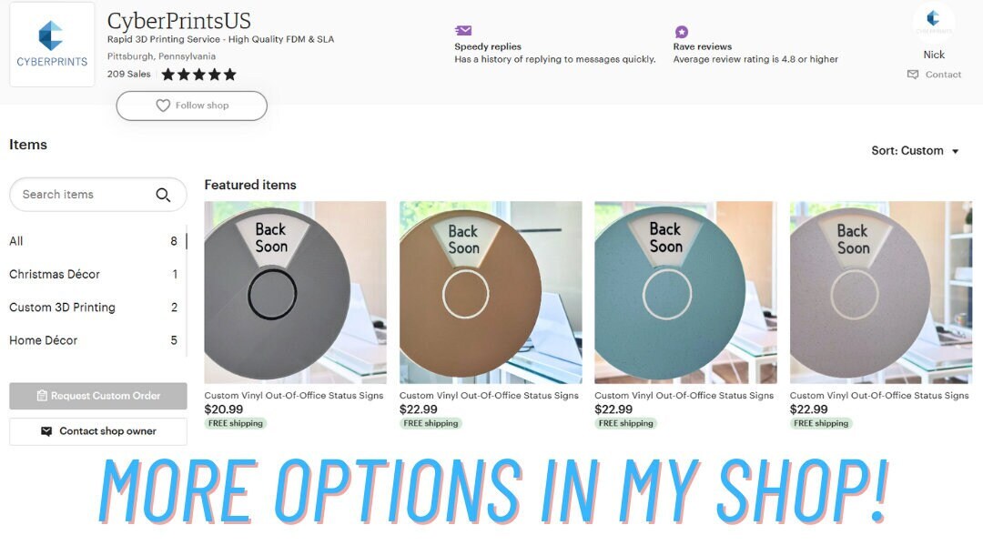 Custom Text Out-of-office Status Signs - Personalized Work Status ...