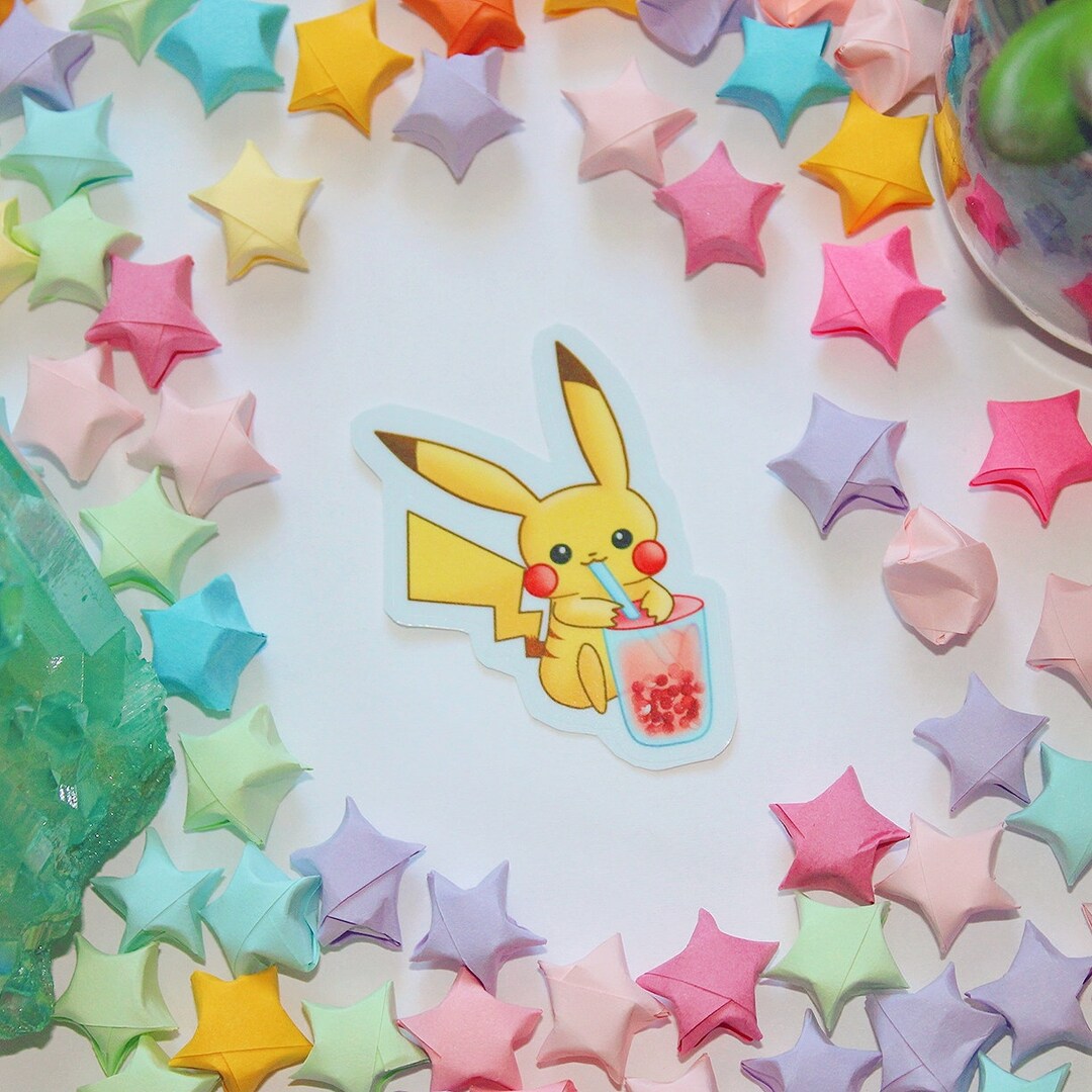 Kawaii Pokemon Sticker Boba Pikachu Bubble Tea Munchlax Sticker Fanart ...