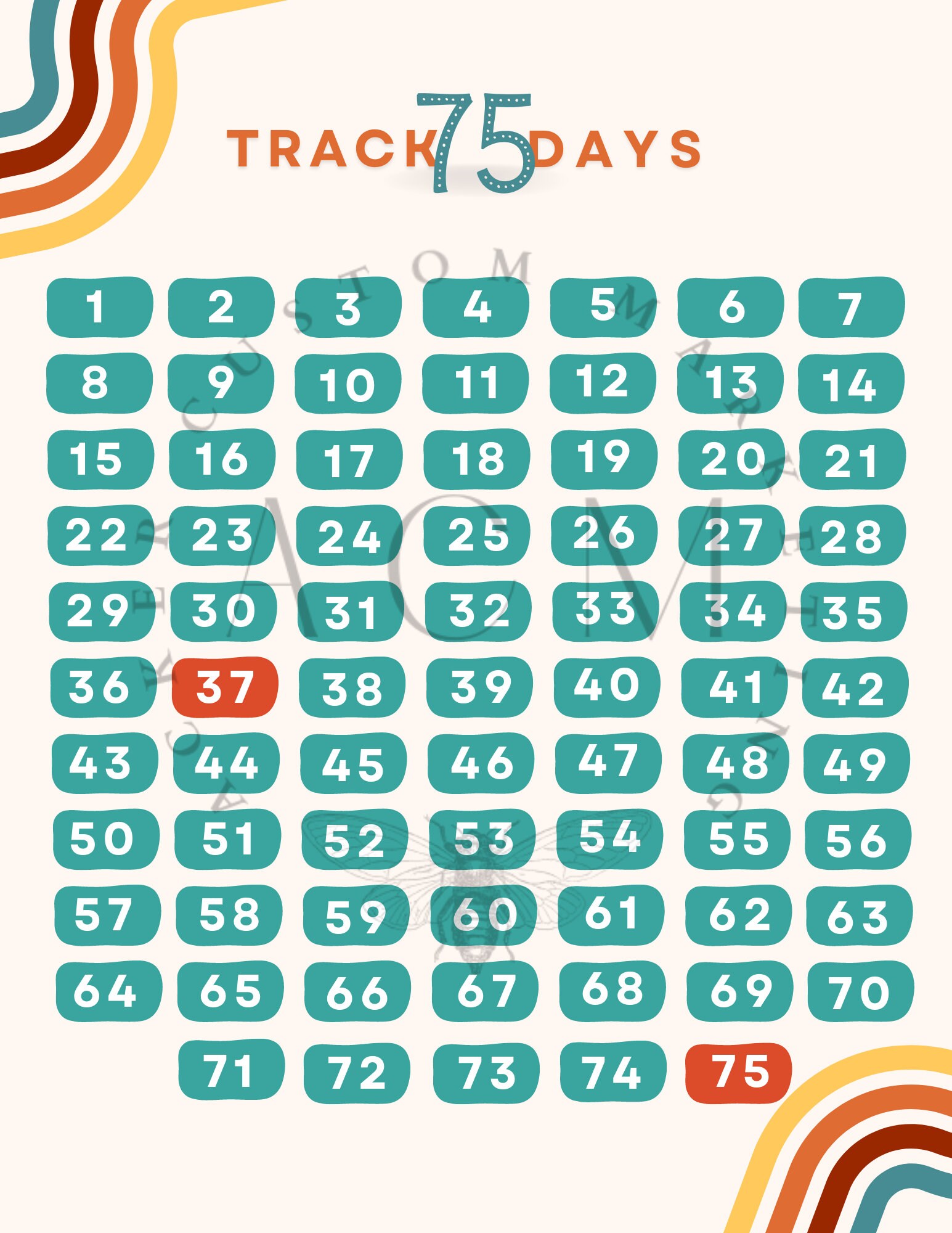 75 Hard Challenge Tracker Printable 75 Hard Retro Digital - Etsy
