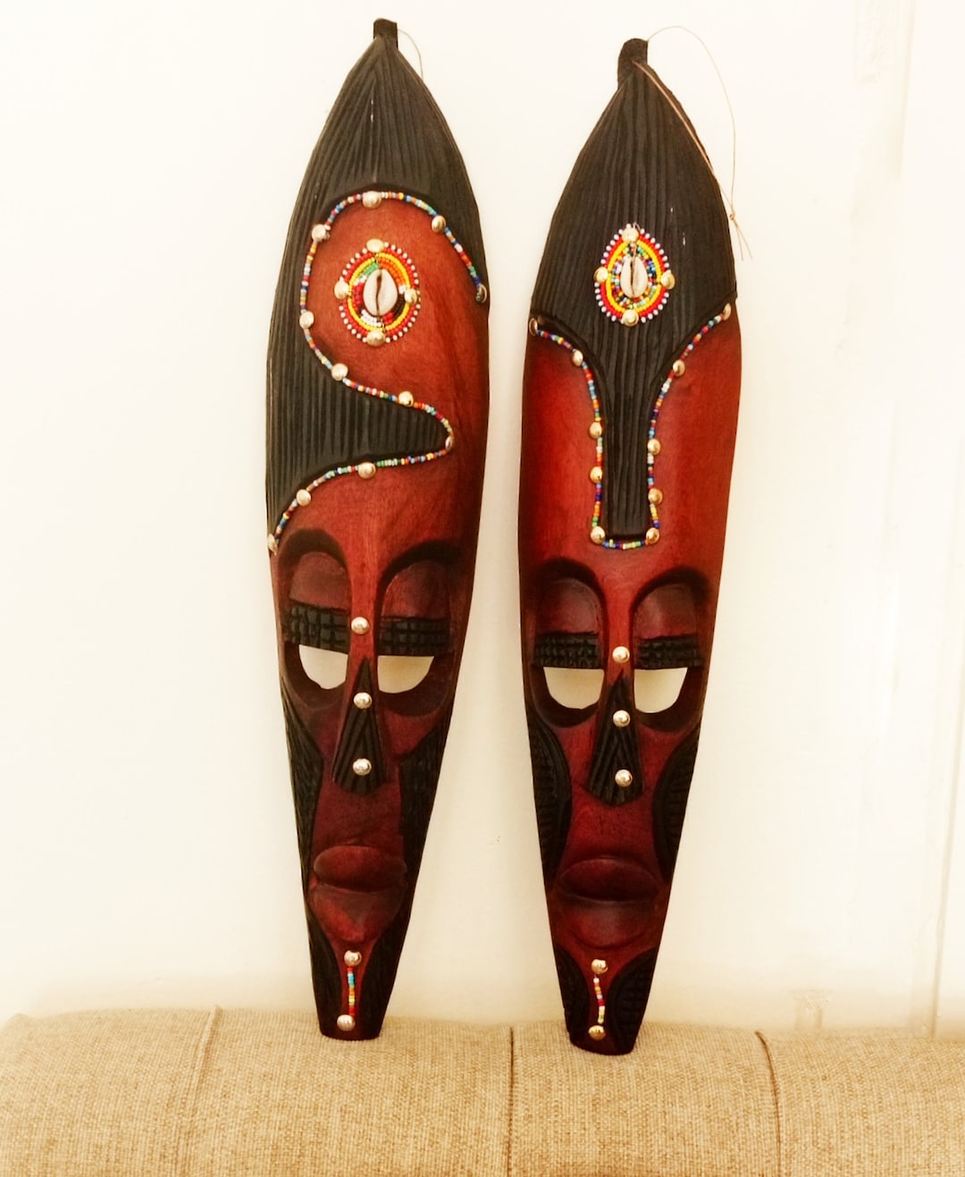 African Wall Masks, Wooden Wall Hanging, Wall Decor, African Wall Art ...