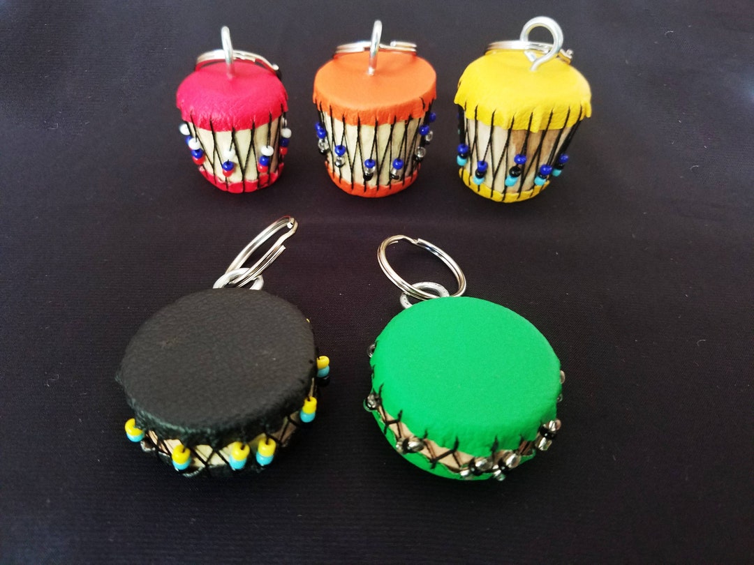 Miniature Drum Keyholders, Colorful Miniature Drum Keyrings, African ...