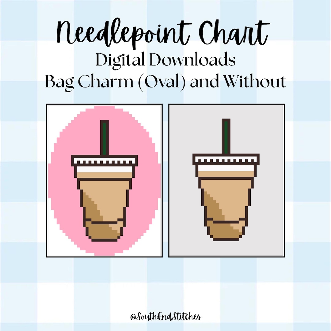 Pink Iced Coffee Needlepoint Pattern | Bag Charm, Latte (digital ...