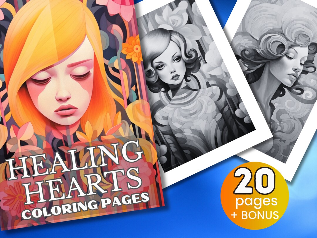 Coloring Book for Women, Healing Hearts Coloring Pages, Healing ...