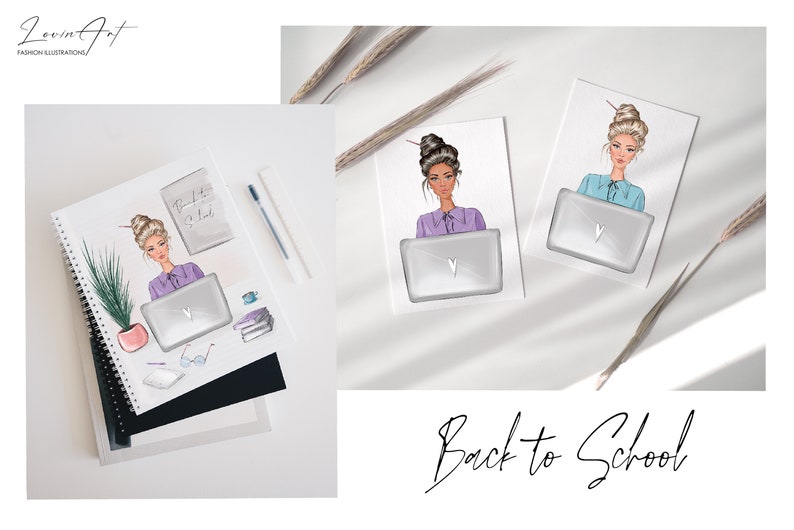 Back to School Clipart Teacher Clipart Girl and Laptop Lady - Etsy