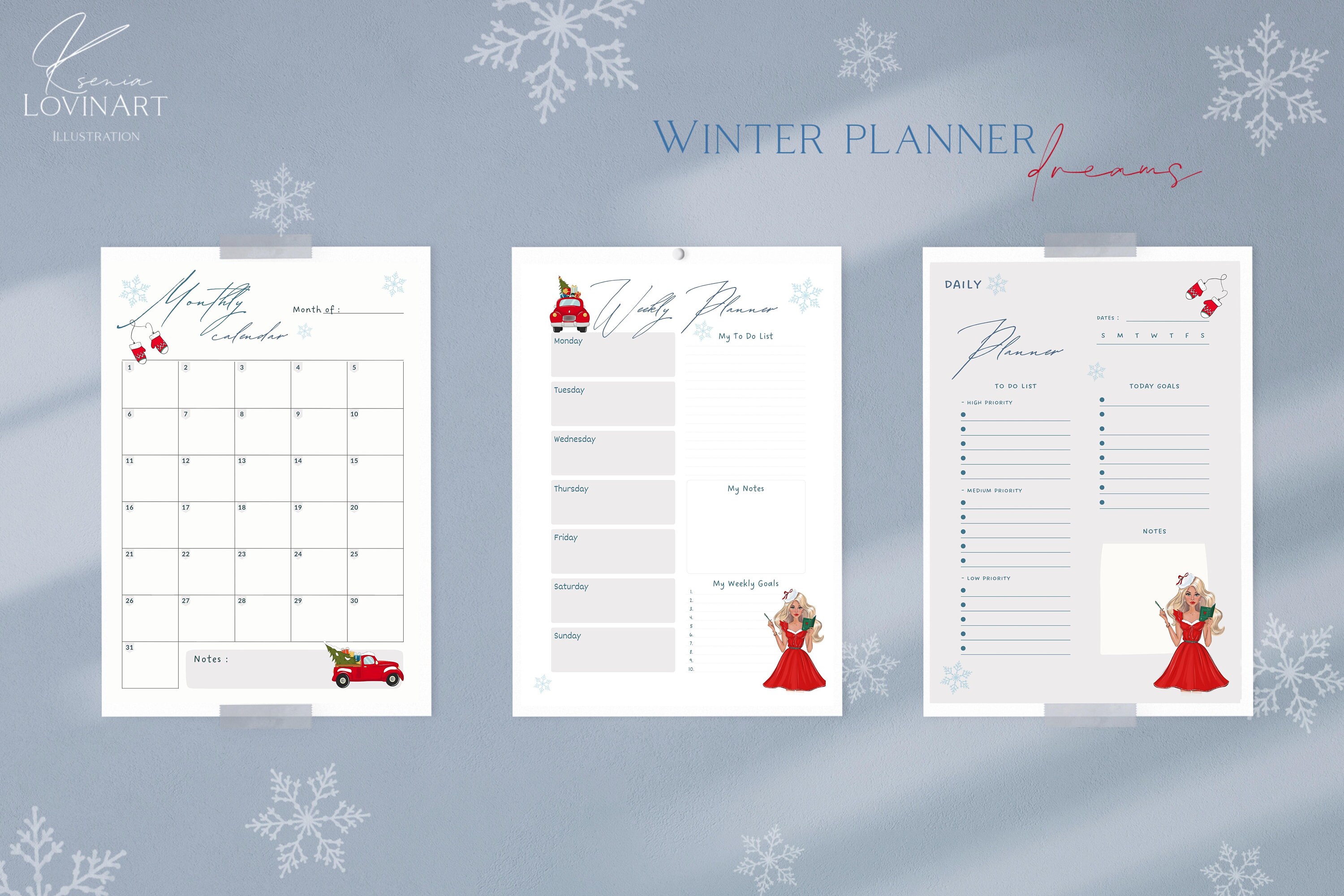 Digital Printable Planner, Daily Schedule Page, to Do List, Fashion ...