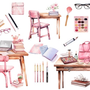 Watercolor School Clipart, Back to School Clipart, Study Girl Clipart ...