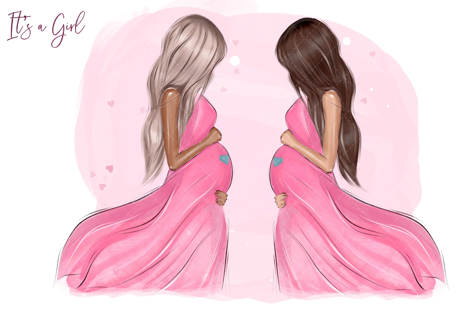 Its a Girl Clipart, Pregnancy Clipart, Mom to Be Clipart, Mother ...