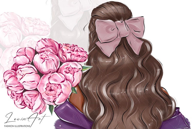 Girl With Flowers Clipart Fashion Girl Clipart Spring - Etsy