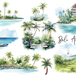 Watercolor Bali Clipart, Tropical Island Clipart, Fashion Girl Clipart ...