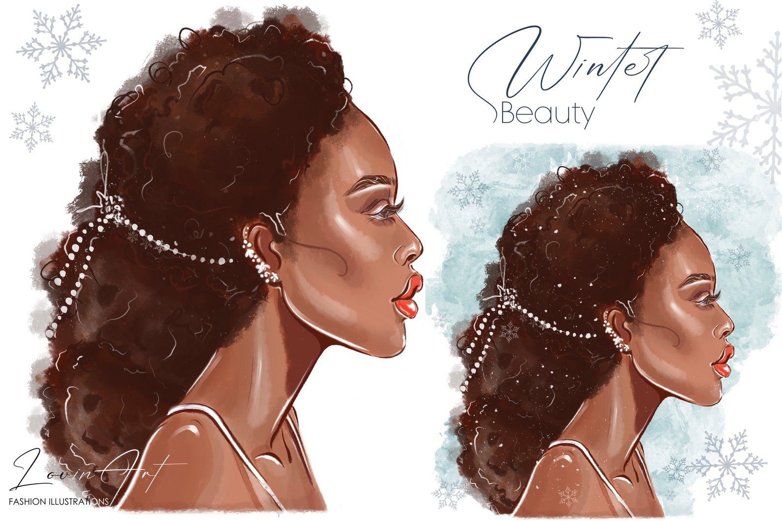 Black Girl Winter Clipart African American Woman Snow - Etsy