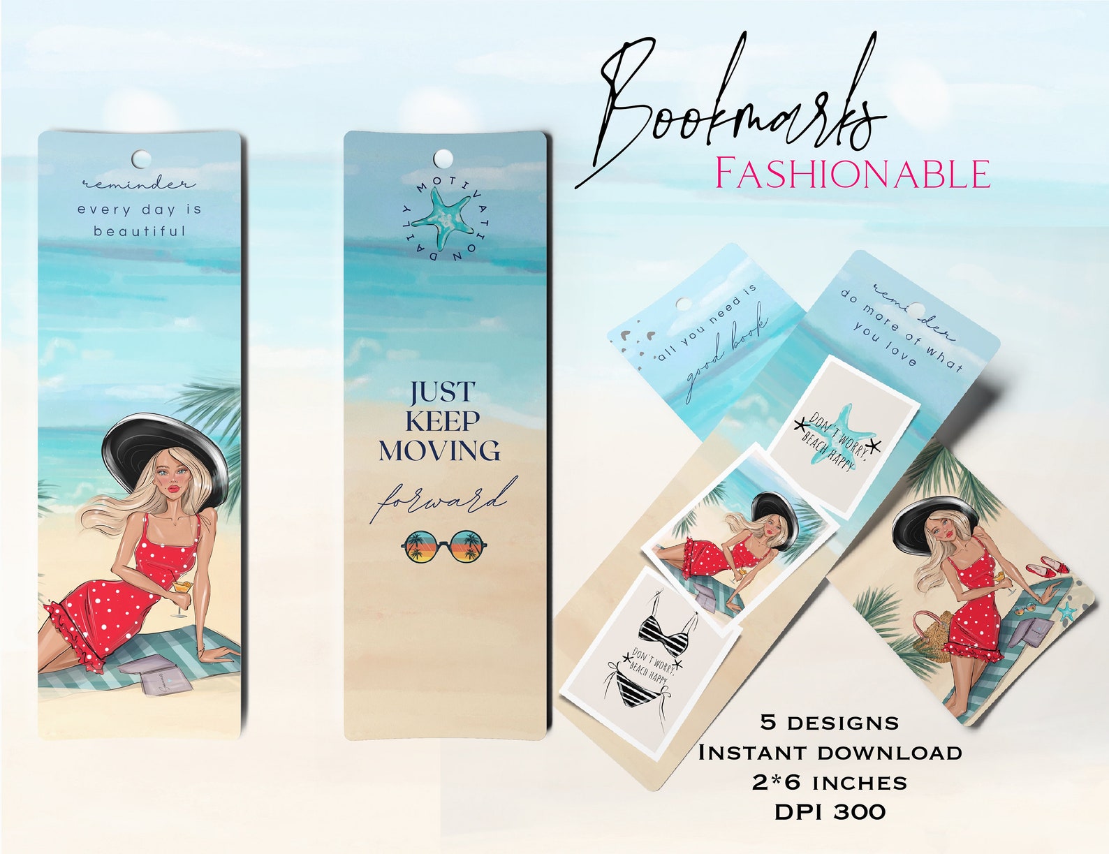 Digital Bookmark, Printable Bookmark, Book Lover Gift, Bookmark Set ...