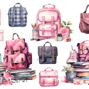 Watercolor School Clipart, Back to School Clipart, Study Girl Clipart ...