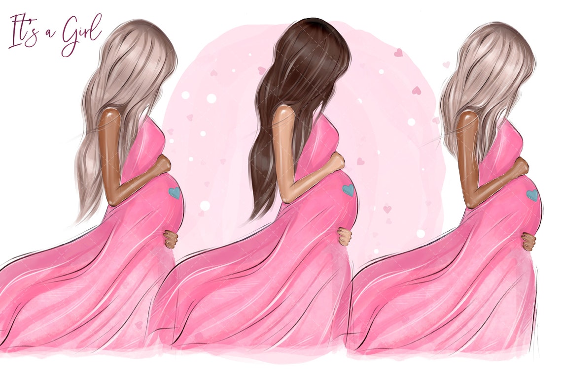 Its a Girl Clipart, Pregnancy Clipart, Mom to Be Clipart, Mother ...