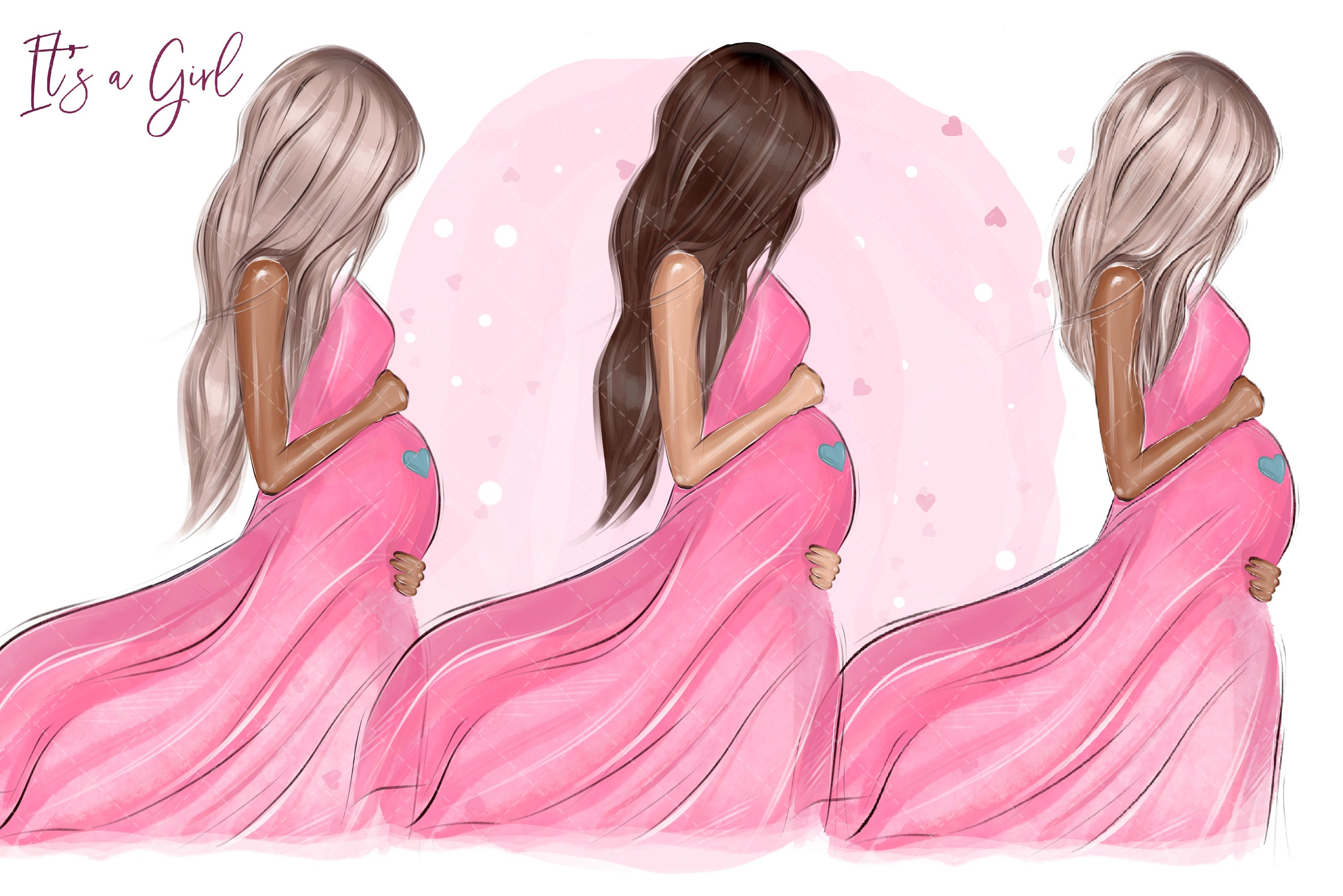 Its a Girl Clipart, Pregnancy Clipart, Mom to Be Clipart, Mother ...