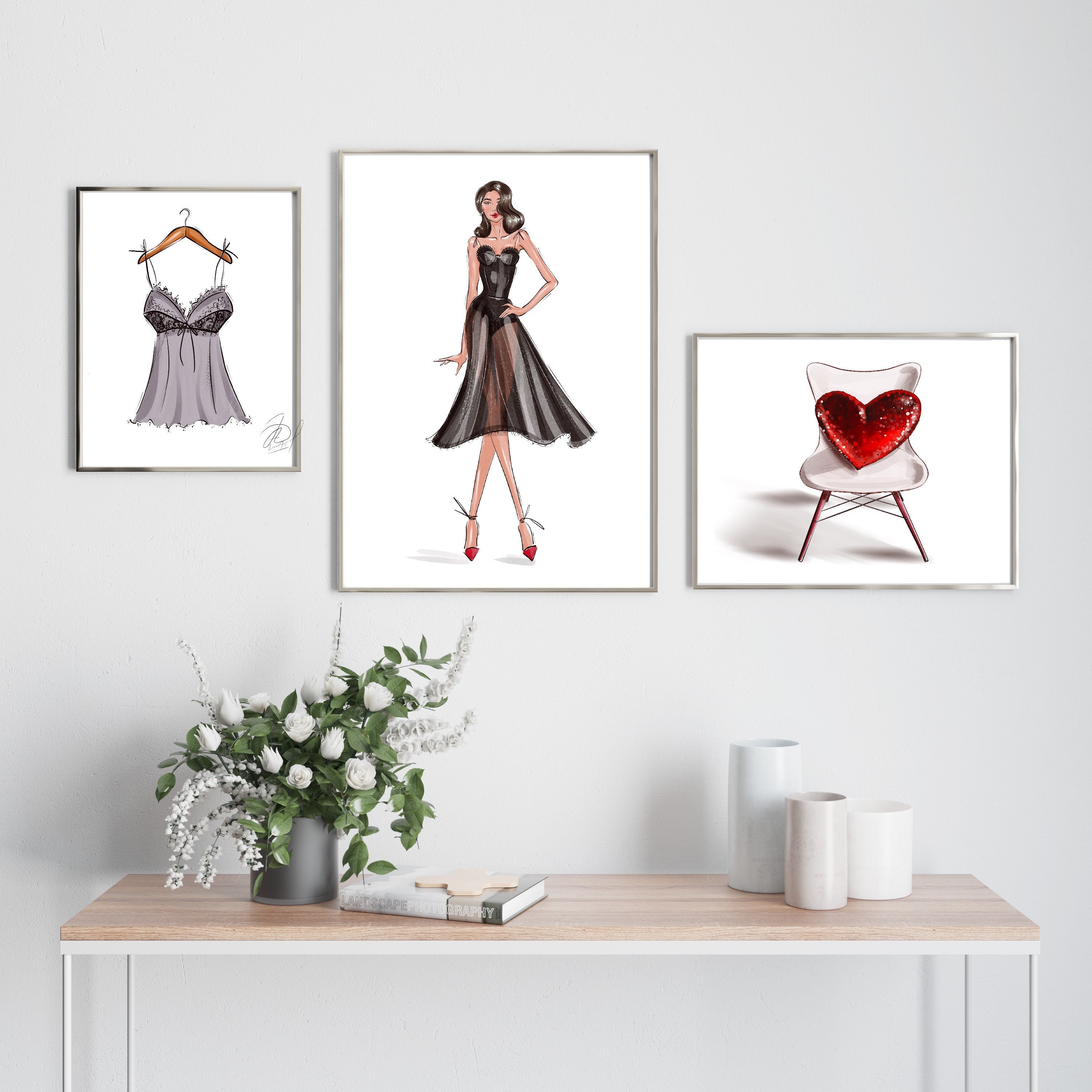 Fashion Wall Art Set, Fashion Poster, Girls Dressing Room, Home Decor ...