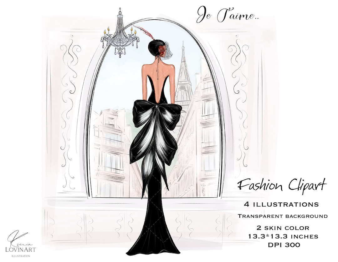 Paris Girl Clipart, Fashion Illustration, Parisienne French Style ...