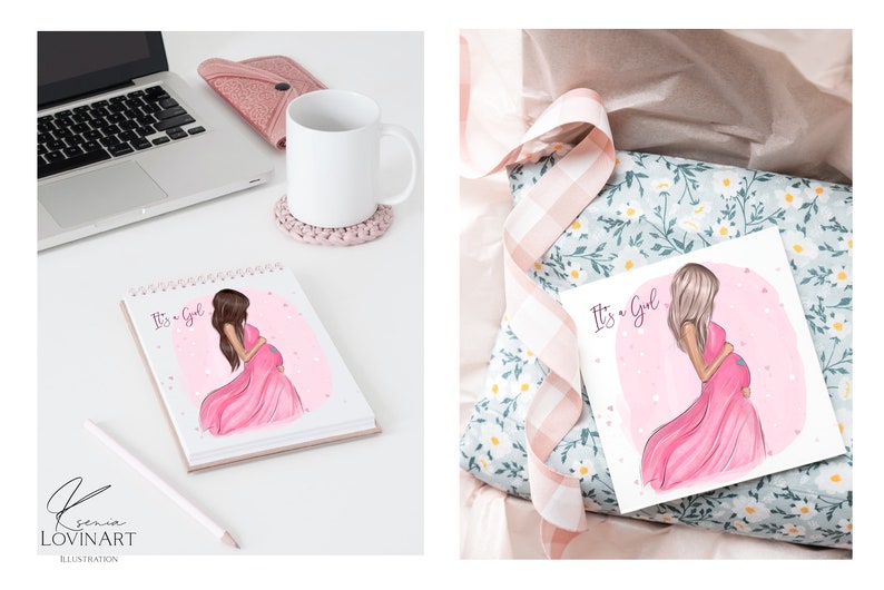 Its a Girl Clipart, Pregnancy Clipart, Mom to Be Clipart, Mother ...