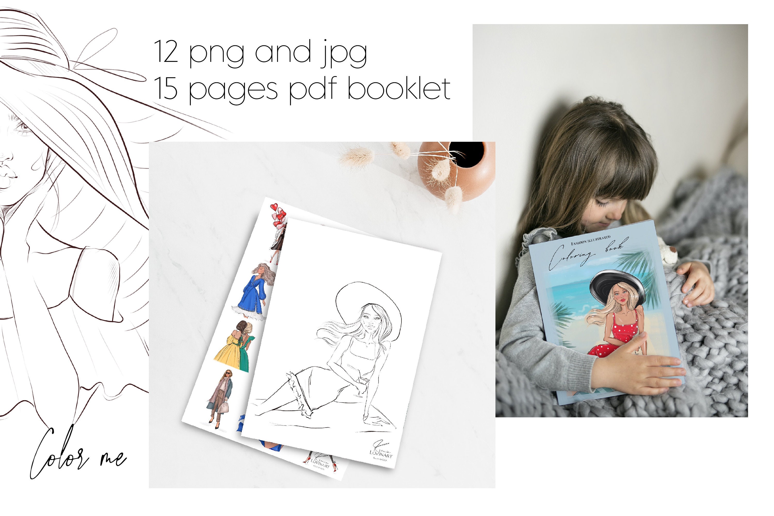 Coloring Book Pdf, Printable Fashion Illustrated Book, Sketch Book ...