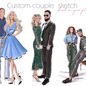 Custom Couple Fashion Illustration, Customised Couple Sketch, Digital ...