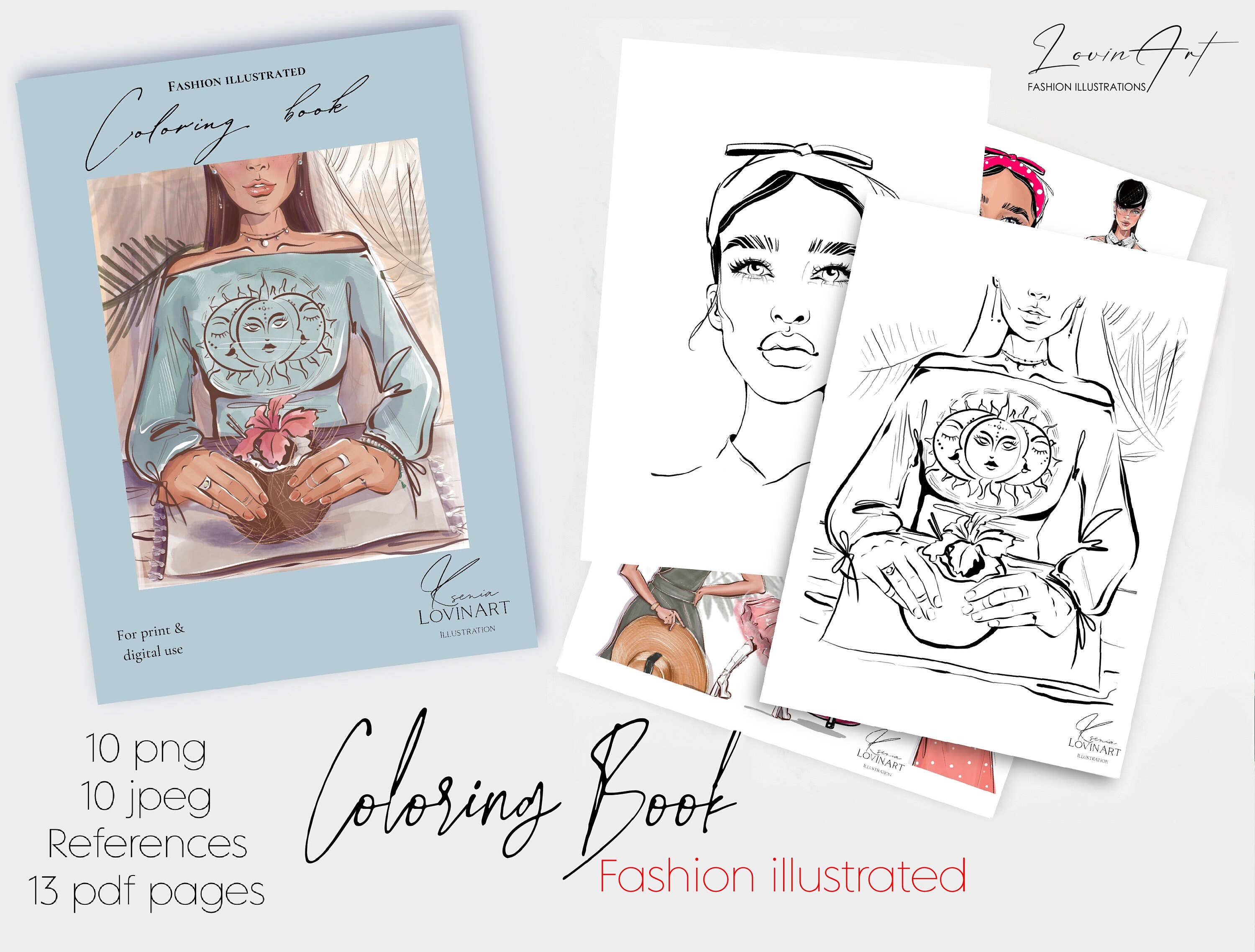 Coloring Book, Printable Fashion Illustrated Book, Sketch Book Pdf ...