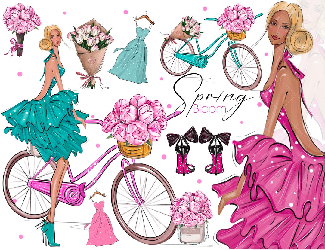 Fashion Girl Clipart, Spring Clipart, Mothers Day Clipart, Summer Girl ...
