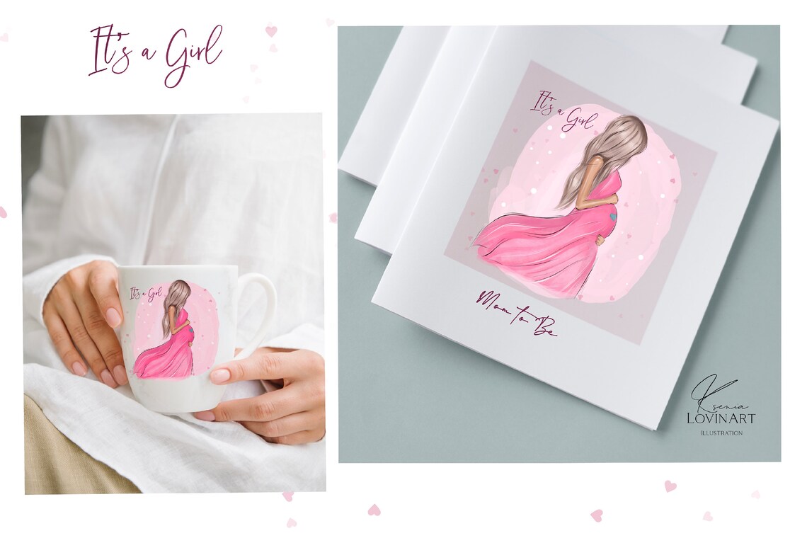 Its a Girl Clipart Pregnancy Clipart Mom to Be Clipart - Etsy