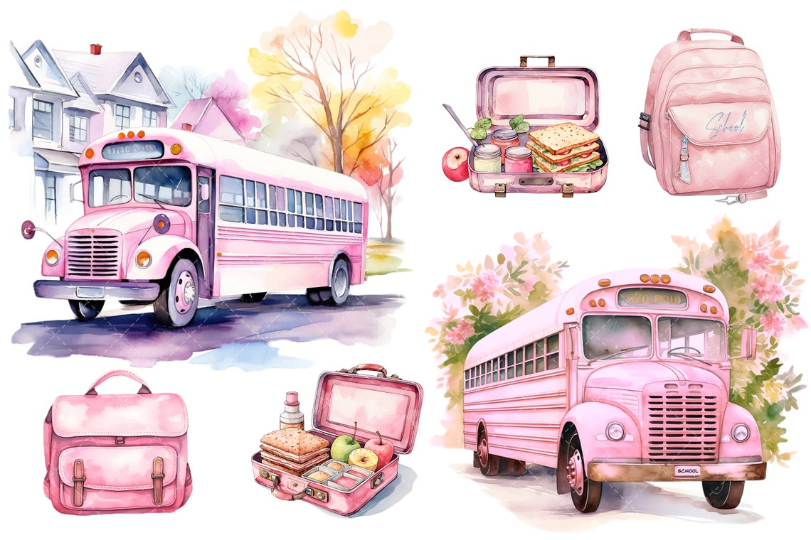 Watercolor School Clipart, Back to School Clipart, Study Girl Clipart ...