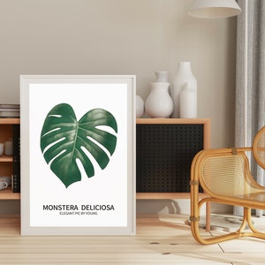 Monstera Modern Leaf Digital Print Tropicalbotanical | Etsy