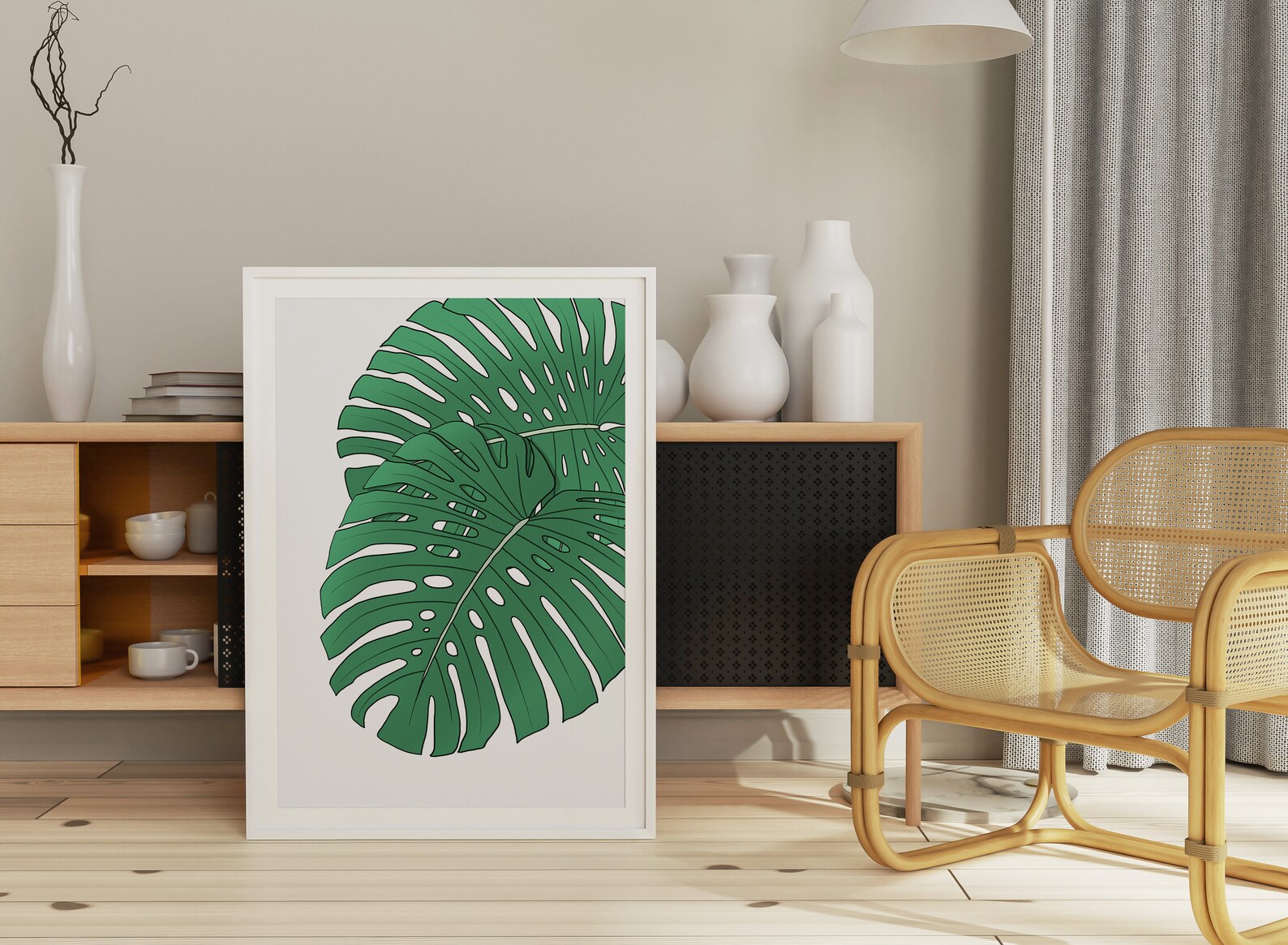 Monstera Moderntropical Monstera Leafgreen Wall - Etsy