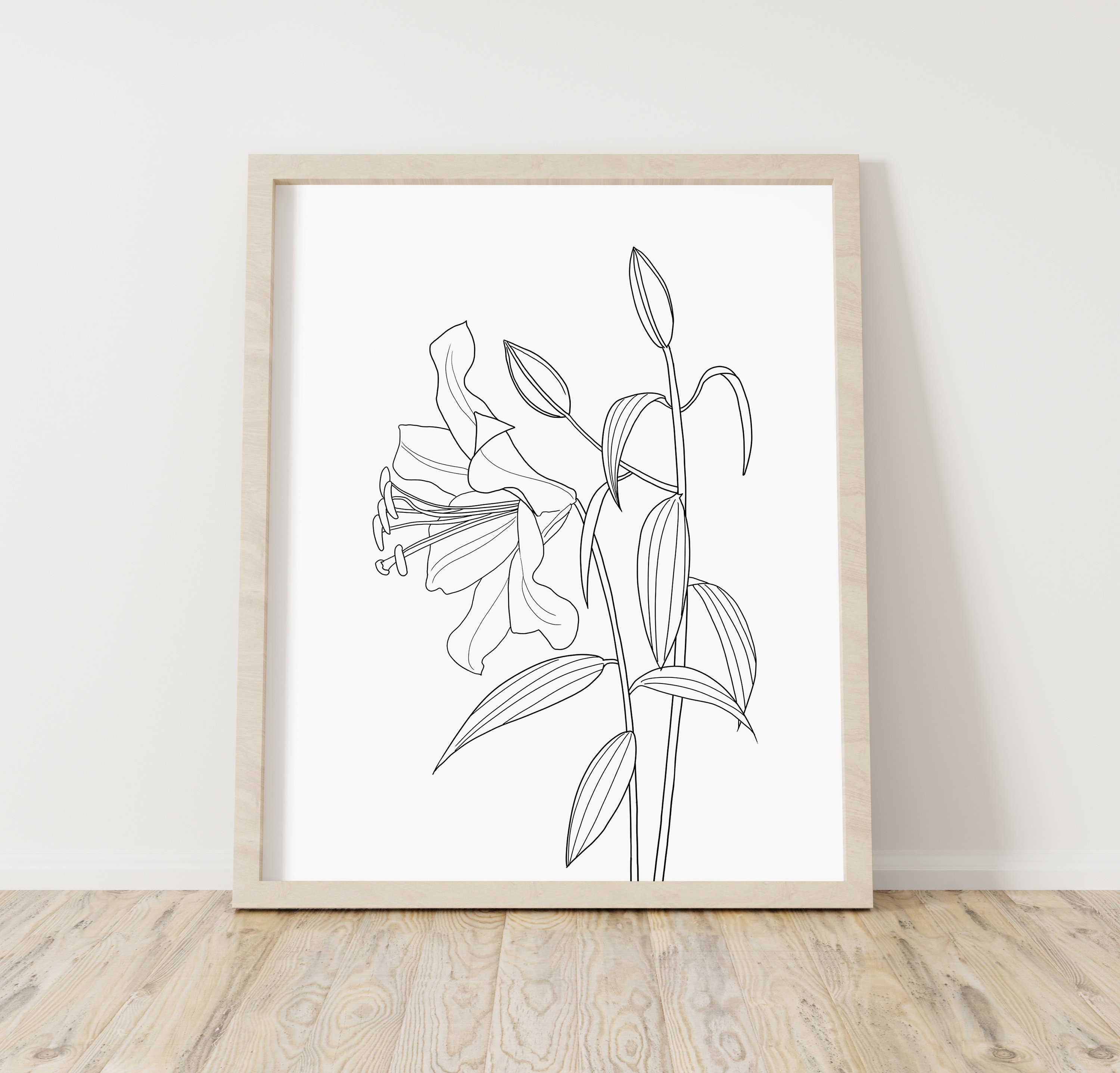 Lily, Flower, Modern,single Line Art,tree,printable Wall Art,plant ...