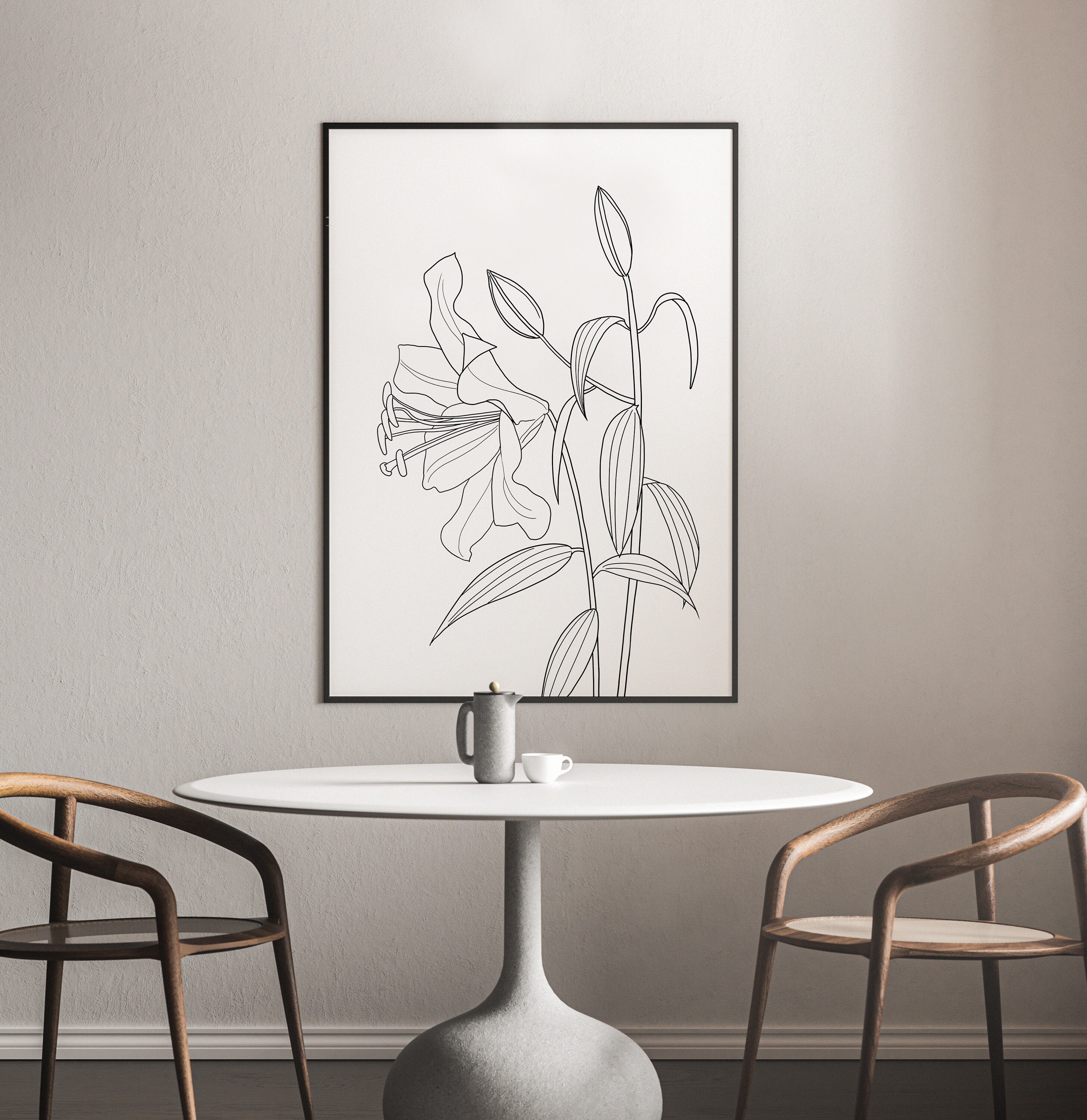 Lily, Flower, Modern,single Line Art,tree,printable Wall Art,plant ...