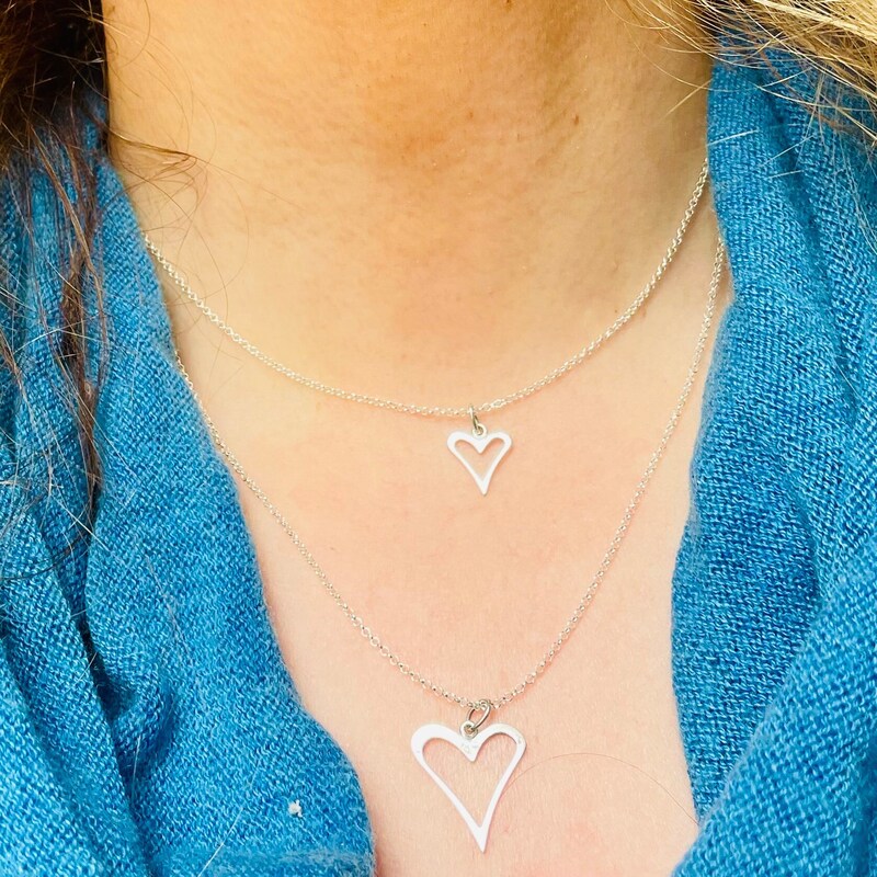Silver Heart Necklace - Etsy UK