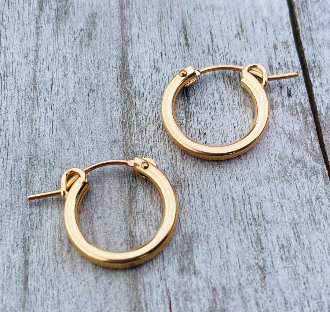 14K Gold Fill 13mm Hinged Hoop Earrings, Gifts for Her - Etsy